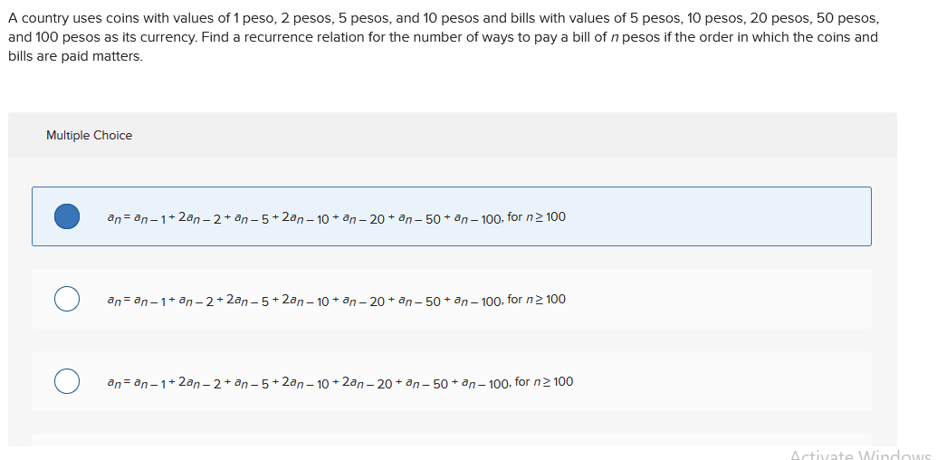 Solved A country uses coins with values of 1 peso, 2 pesos, | Chegg.com