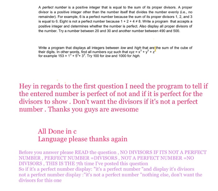 Solved A perfect number is a positive integer that is equal | Chegg.com