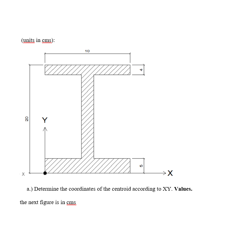 Solved (units in cms): 10 4 20 Y 5 X →X a.) Determine the | Chegg.com