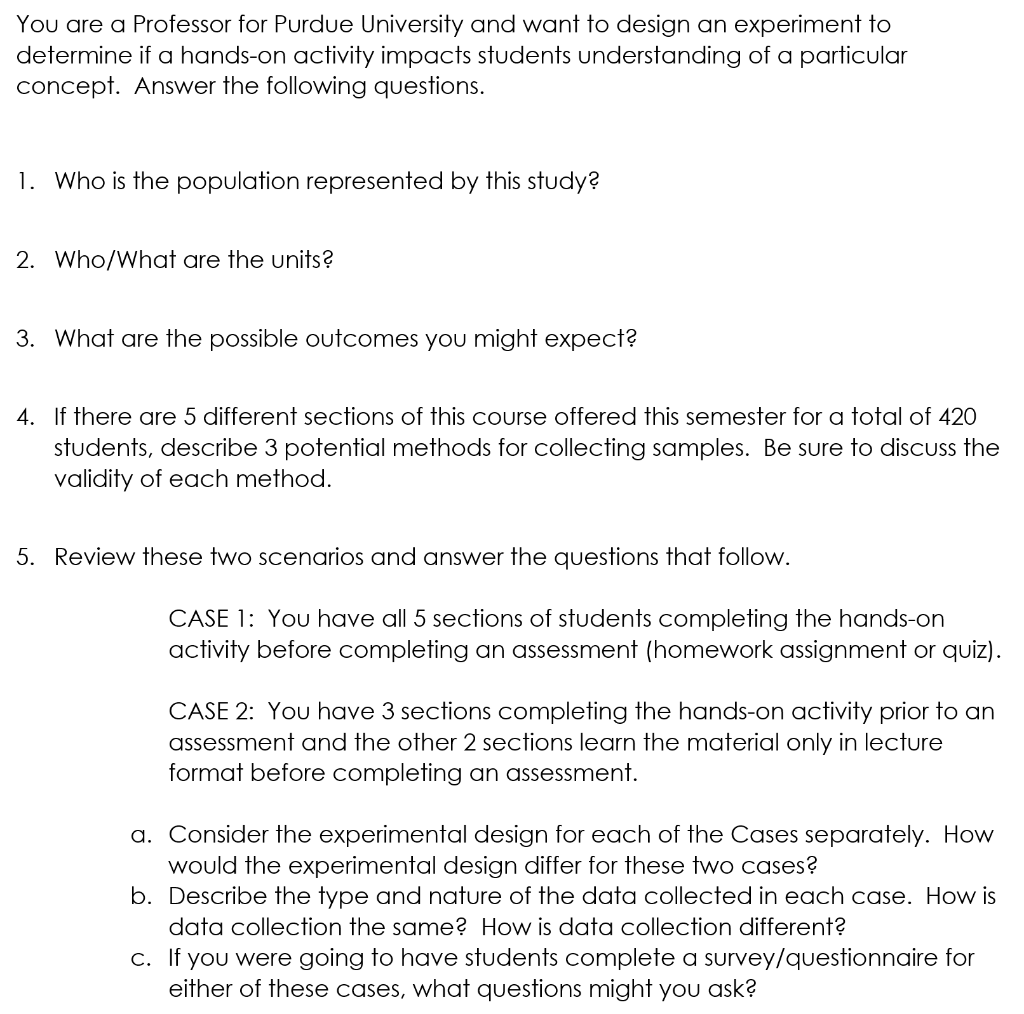 Solved You are a Professor for Purdue University and want to | Chegg.com