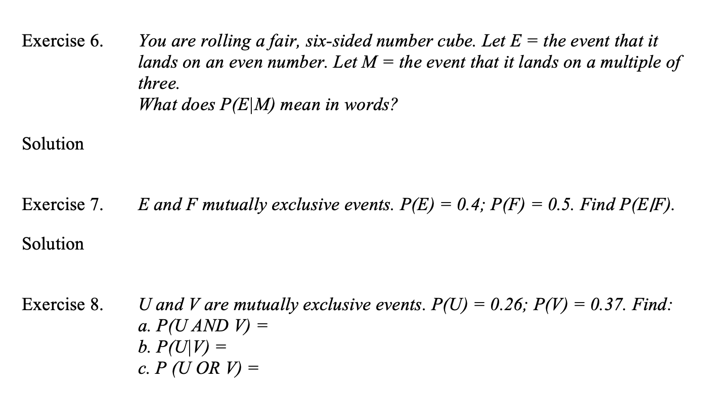 Solved Exercise 6. You are rolling a fair, six-sided number | Chegg.com