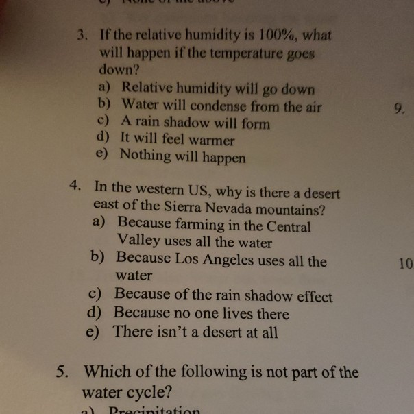 Solved 3. If the relative humidity is 100%, what will happen | Chegg.com