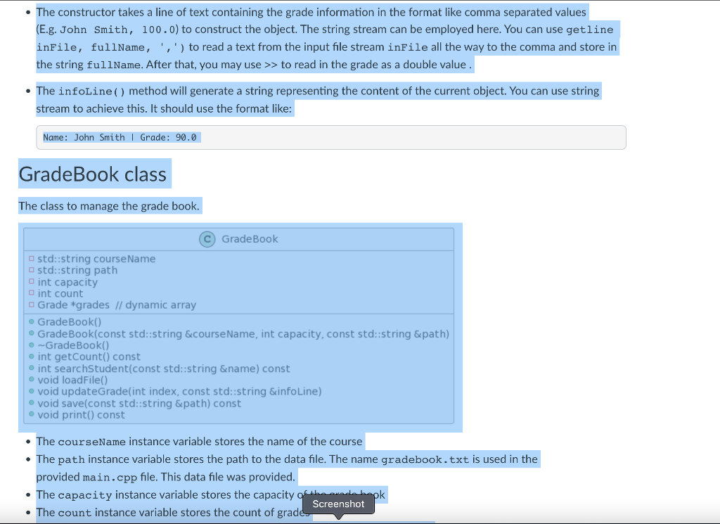 Solved Project 4 - Grade Book System 3 because graded. | Chegg.com