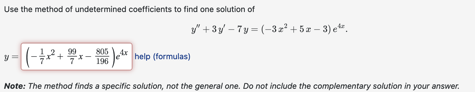 Solved Use the method of ﻿undetermined coefficients to ﻿find | Chegg.com