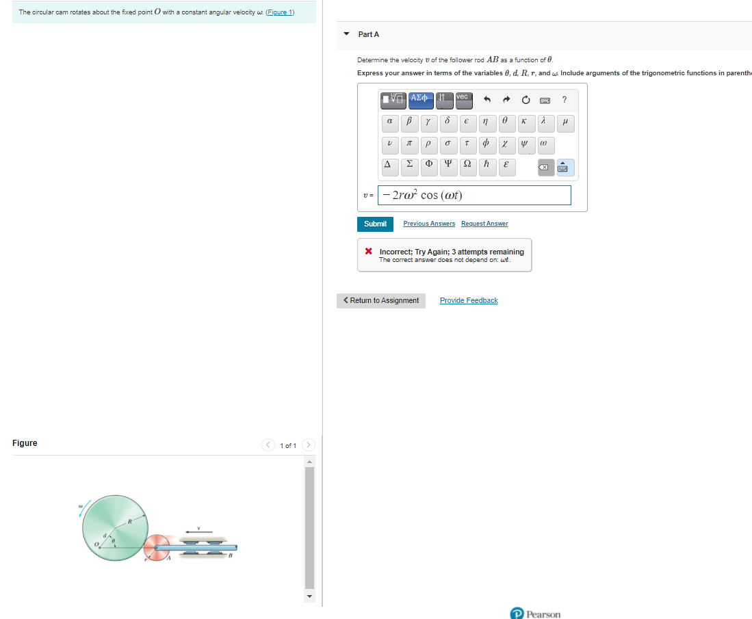 Solved The circular cam rotates about the fixed point with a | Chegg.com