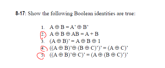 Solved 8-17: Show the following Boolean identities are true: | Chegg.com