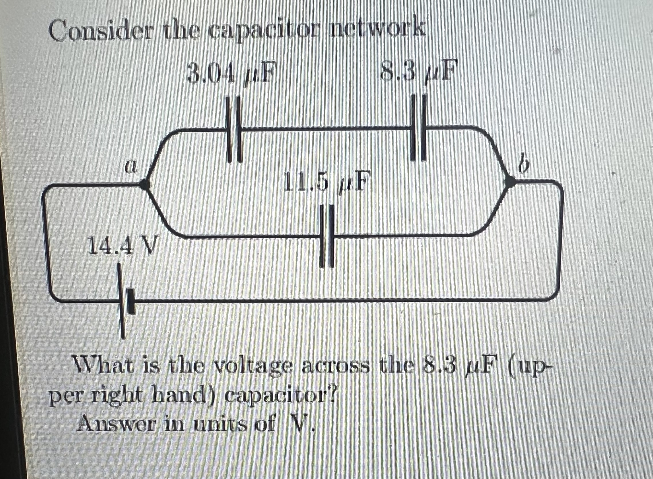 Solved Consider the capacitor network What is the voltage | Chegg.com