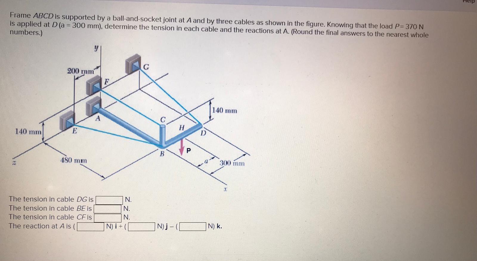Solved ер Frame ABCD is supported by a ball-and-socket joint | Chegg.com