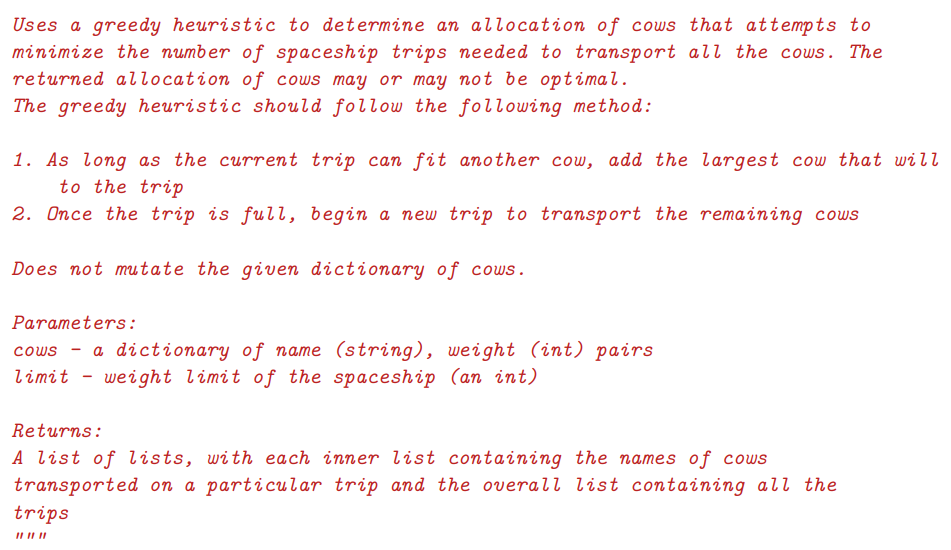 Solved Uses a greedy heuristic to determine an allocation of | Chegg.com