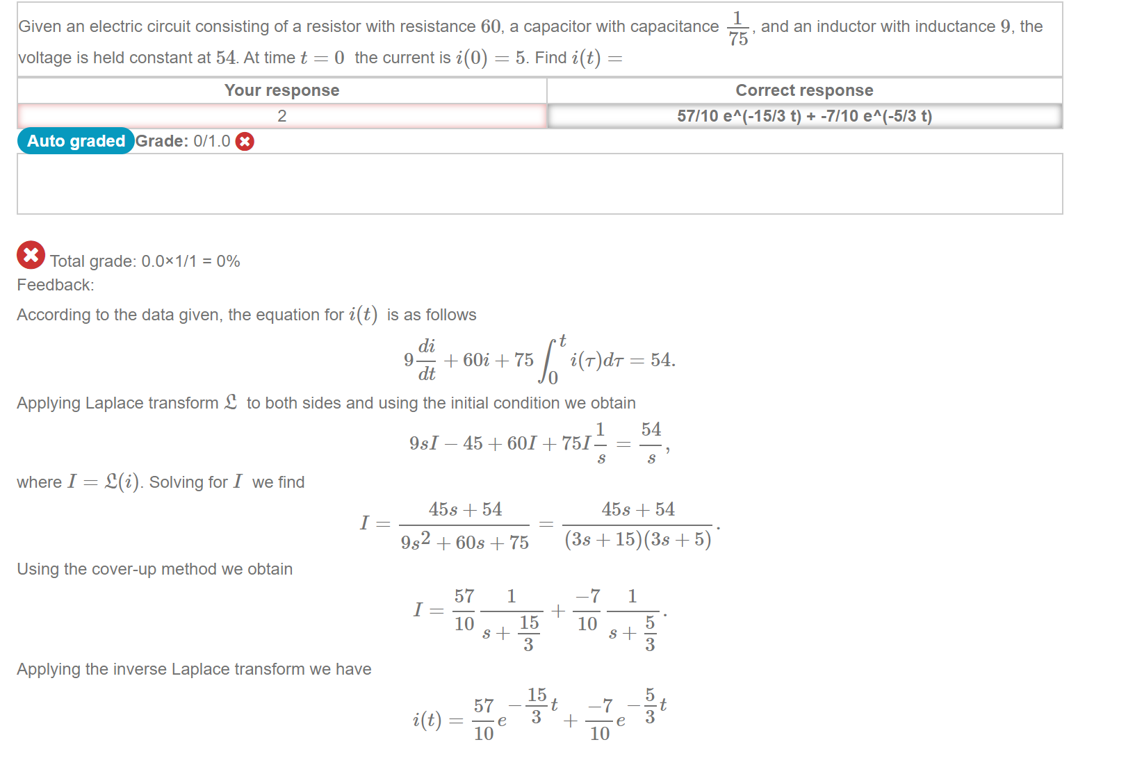 Solved answer this question without using laplace transform. | Chegg.com