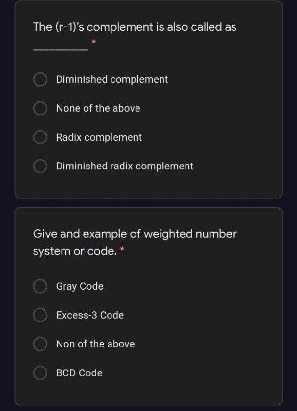 Solved The (r-1)'s complement is also called as Diminished | Chegg.com