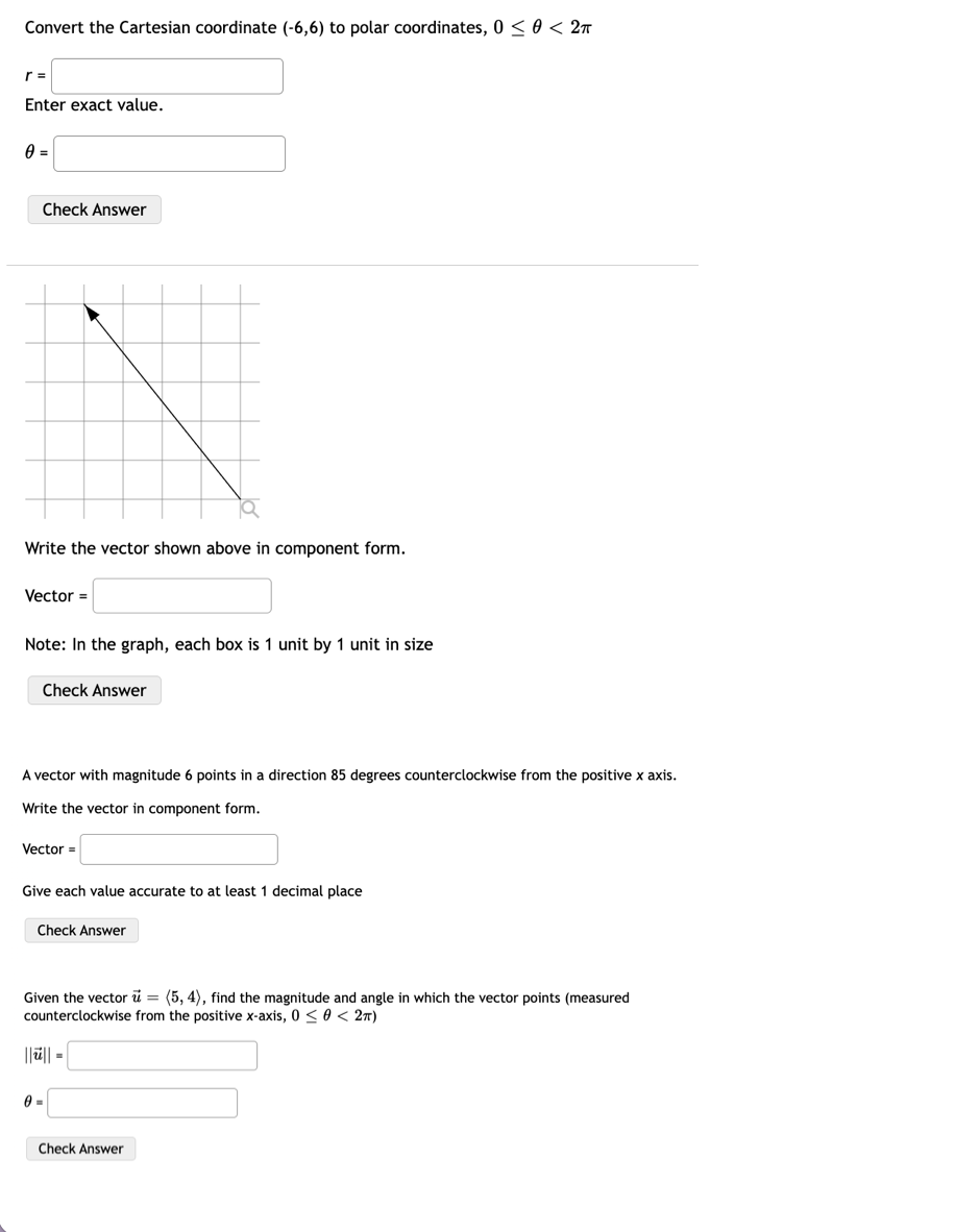 Solved Convert the Cartesian coordinate (−6,6) to polar | Chegg.com