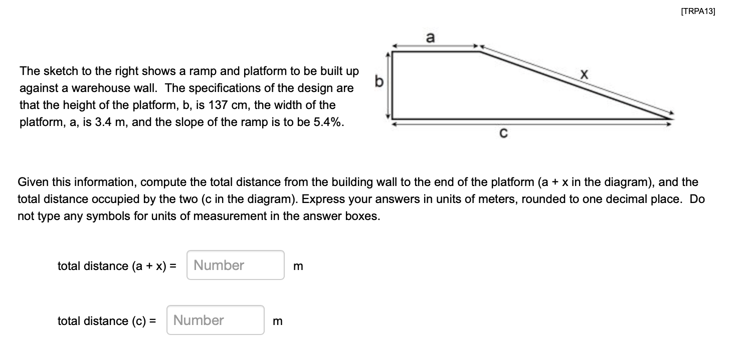 Solved [TRPA13] a х b The sketch to the right shows a ramp | Chegg.com