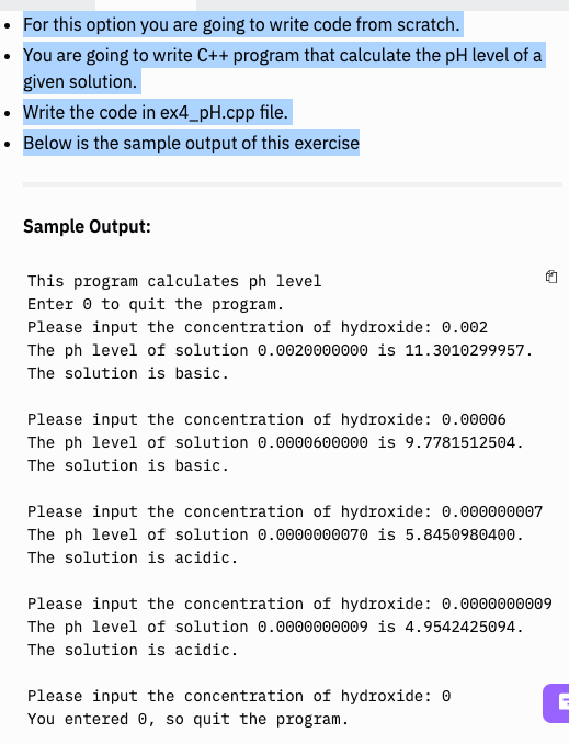 Solved • For this option you are going to write code from | Chegg.com