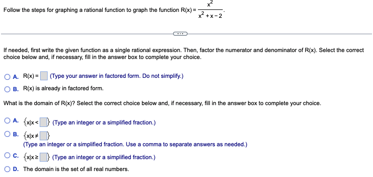 Solved Follow the steps for graphing a rational function to | Chegg.com