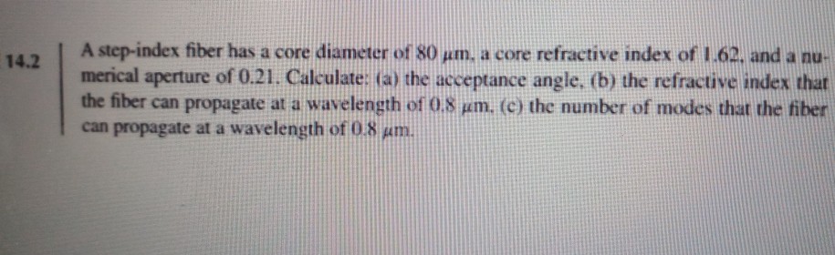 Solved A step-index fiber has a core diameter of 80 ???, a | Chegg.com