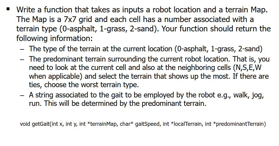 Solved programming language requirement: C the worst terrain | Chegg.com