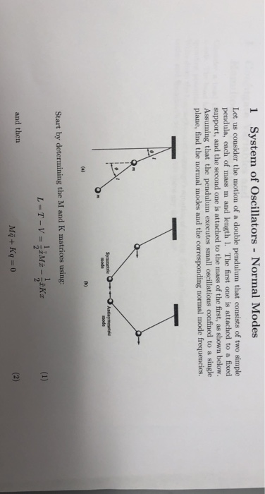 Solved 1 System of Oscillators Normal Modes Let us consider | Chegg.com