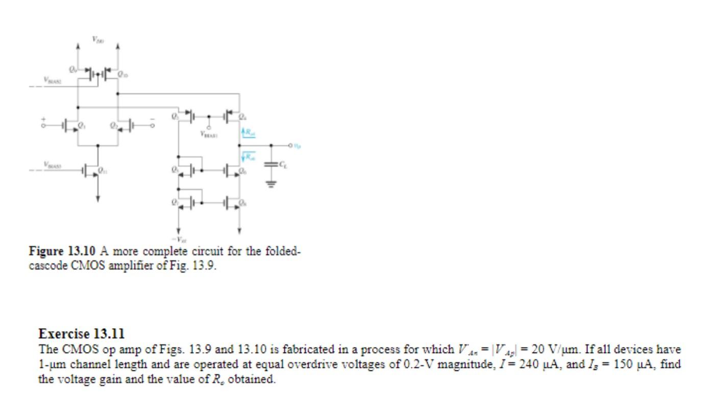 Solved Figure 13.10 A more complete circuit for the folded- | Chegg.com