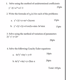 Solved Write the formula of yp(x) for each of the | Chegg.com