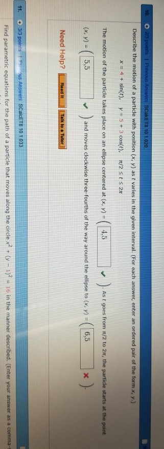 Solved Describe the motion of a particle with position (x, | Chegg.com