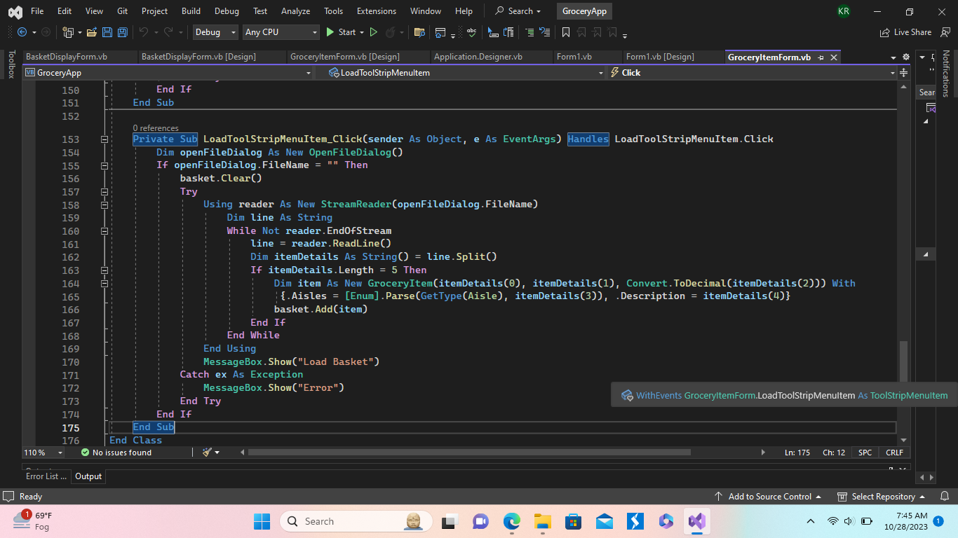 Solved 1, In the Click event for the Save option, prompt the | Chegg.com