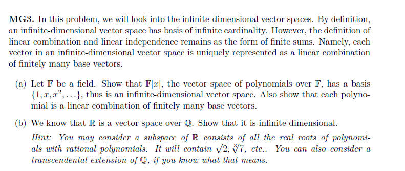 Solved MG3. In this problem, we will look into the | Chegg.com