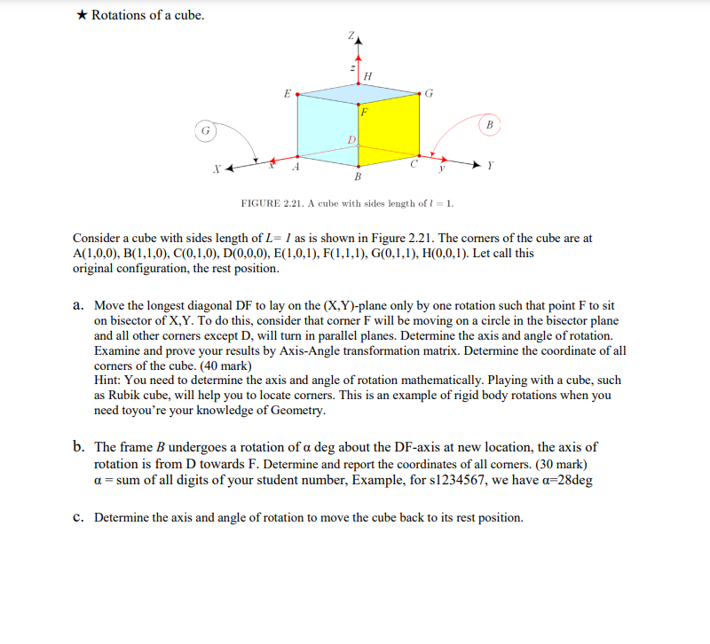 * Rotations of a cube. H G B D X B FIGURE 2.21. A | Chegg.com