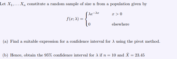 Solved Let X1,…Xn constitute a random sample of size n from | Chegg.com