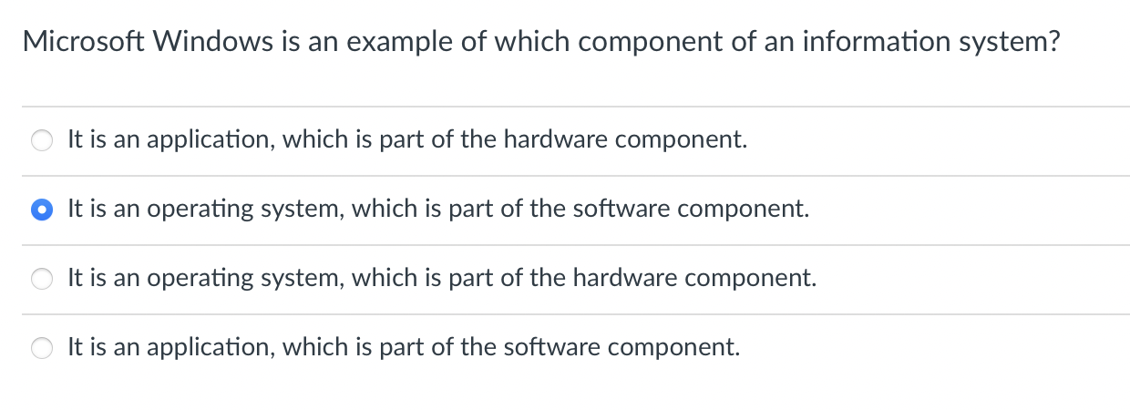 Solved Microsoft Windows is an example of which component of | Chegg.com