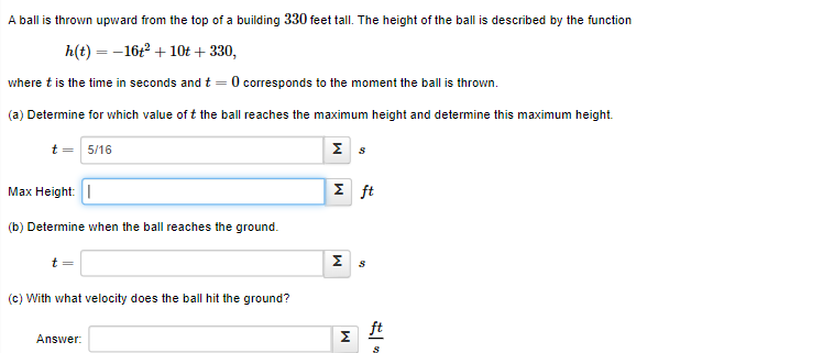 Solved A ball is thrown upward from the top of a building | Chegg.com