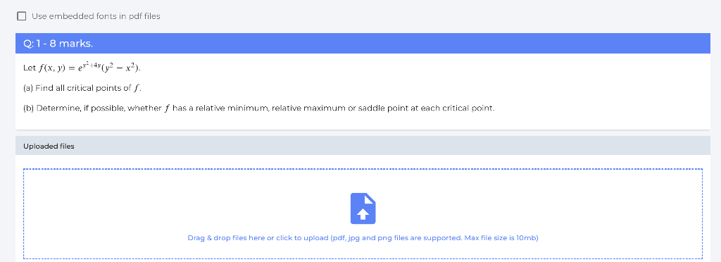 Solved Use embedded fonts in pdf files Q:1 - 8 marks. Let | Chegg.com
