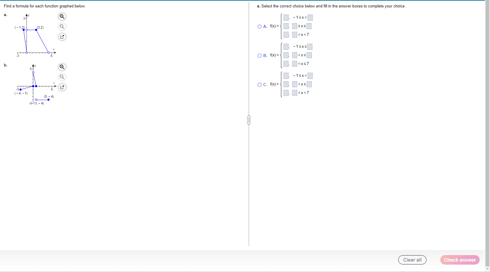 Solved Find a formula for each function graphed below. a. | Chegg.com