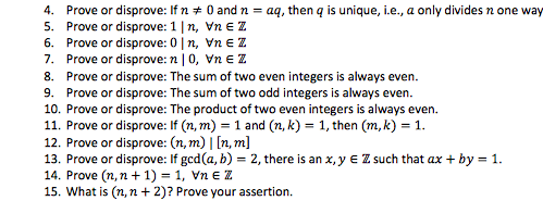 Solved 4. Prove or disprove: If n 0 and n = aq, then q is | Chegg.com