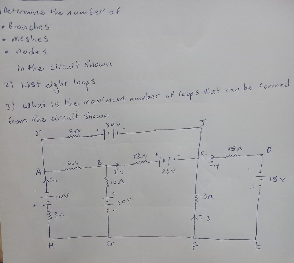 Solved Determine the rumber of - Branches - meshes - nodes | Chegg.com