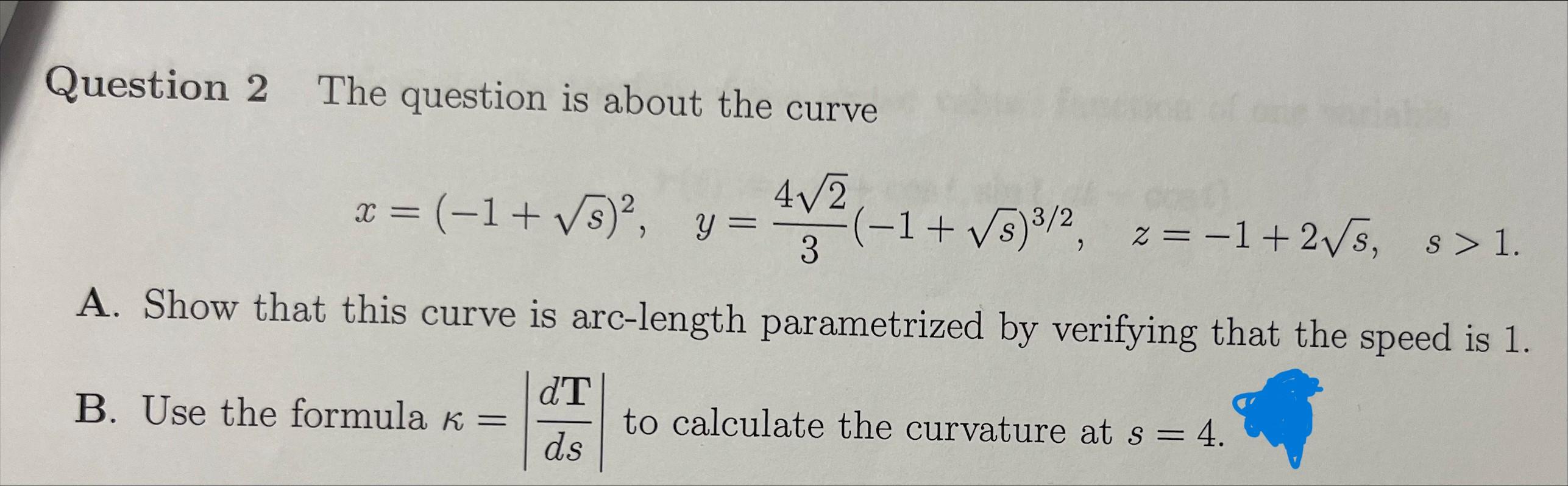 Solved Question 2 The question is about the curve | Chegg.com