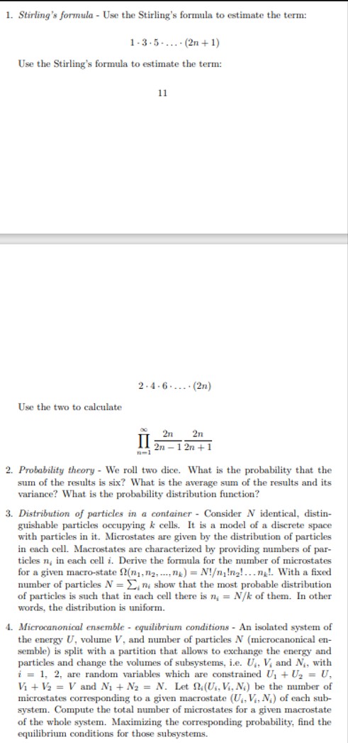 Solved Stirling's formula - Use the Stirling's formula to | Chegg.com