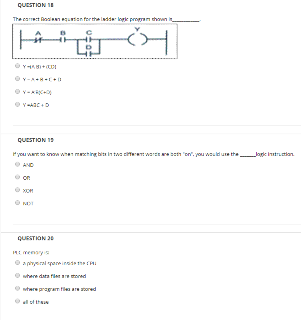 Solved QUESTION 18 The correct Boolean equation for the | Chegg.com