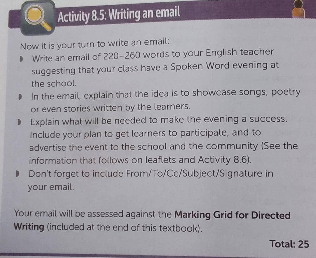 Now it is your turn to write an email: - Write an | Chegg.com