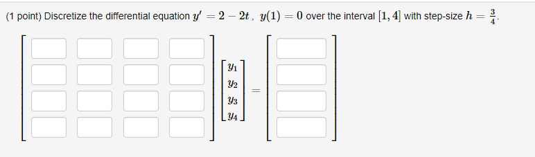 Solved (1 point) Discretize the function f(t) = t - t over | Chegg.com