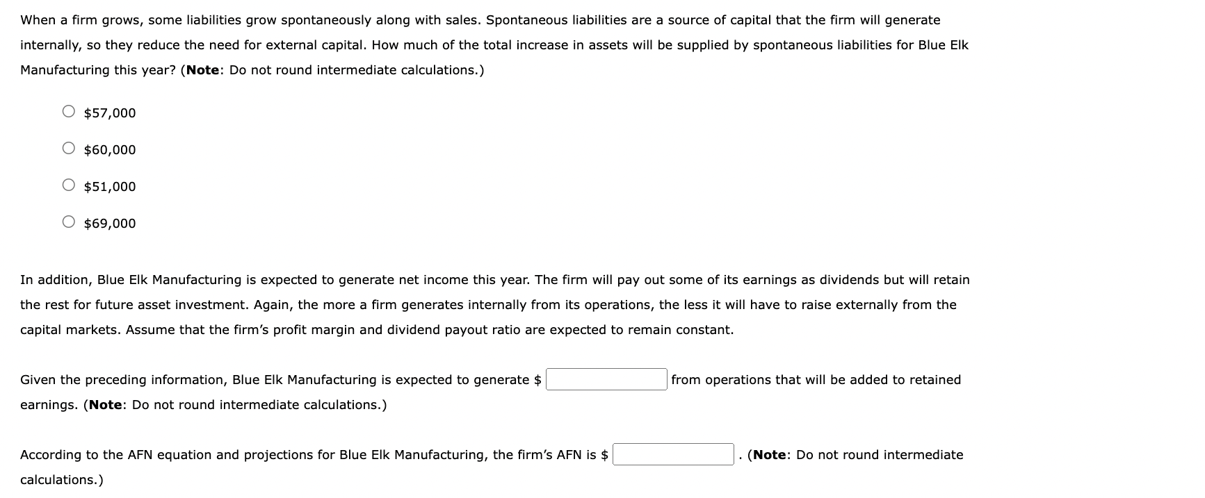 Solved 1. The Additional Funds Needed (AFN) equation Blue | Chegg.com