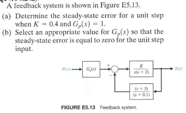 Solved A feedback system is shown in Figure E5.13. (a) | Chegg.com