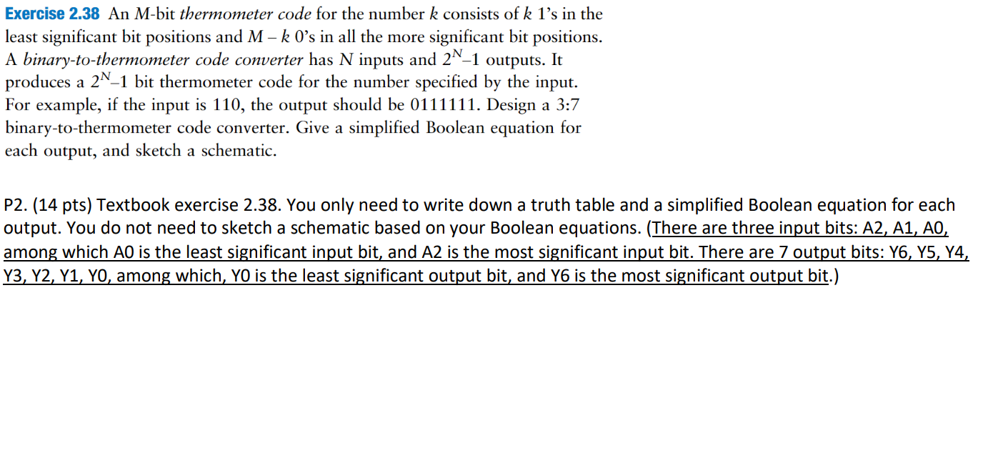 Exercise 2 38 An M Bit Thermometer Code For The