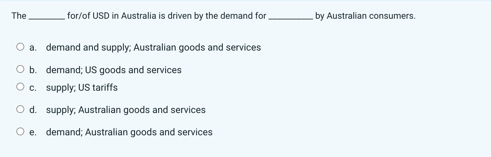 Solved The for/of USD in Australia is driven by the demand | Chegg.com
