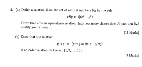 Solved 2. (a) Define a relation R on the set of natural | Chegg.com