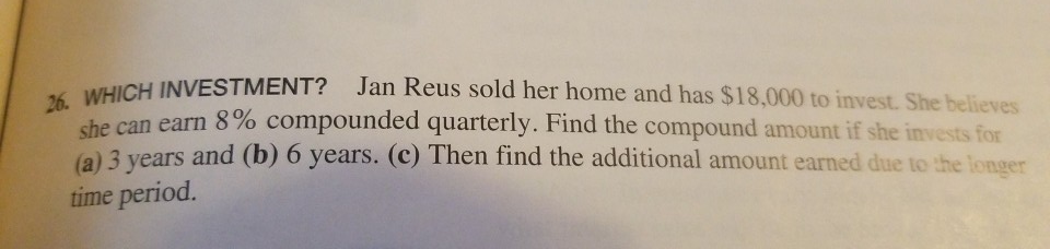 Solved % WHICH INVESTMENT? Jan Reus sold her home and has | Chegg.com