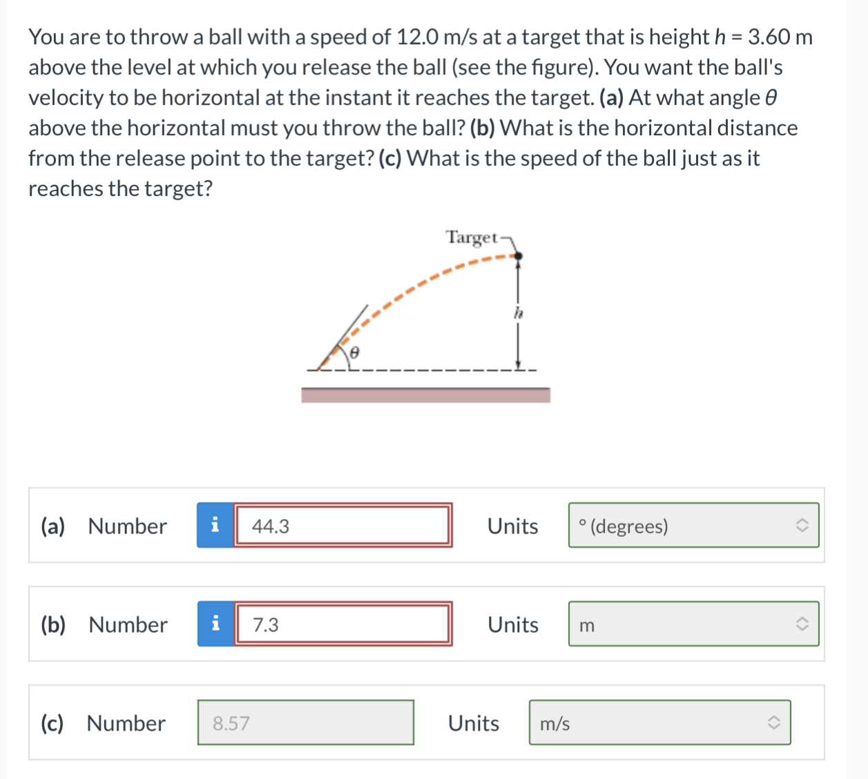 Solved You are to throw a ball with a speed of 12.0ms ﻿at a | Chegg.com