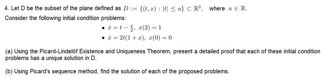 Solved 4. Let D be the subset of the plane defined as | Chegg.com