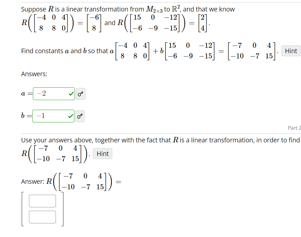 Solved R([−480840])=[−68] and R([15−60−9−12−15])=[24] Find | Chegg.com