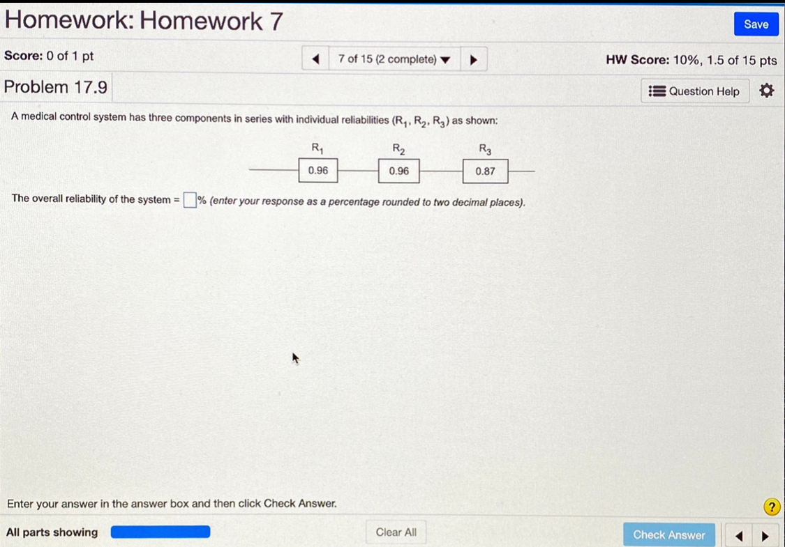 Solved A medical control system has three components in | Chegg.com
